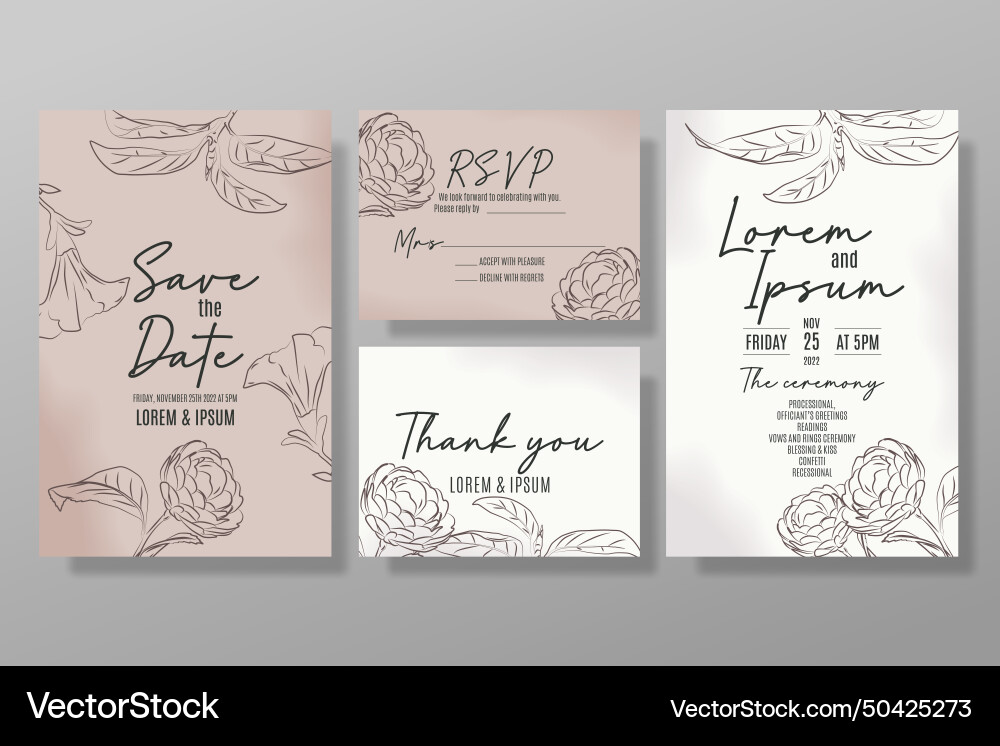 Hand draw wedding invitation template Royalty Free Vector
