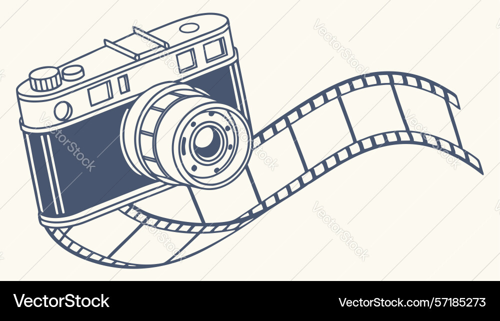 Retro camera film reel design generative ai Vector Image