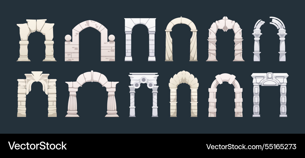 Roman arch antique pillar and stone gate Vector Image