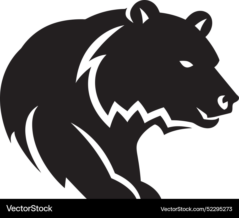 Stylized strength black bear designintricate Vector Image