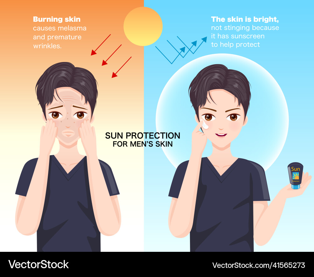 Sun protection for men is skin Royalty Free Vector Image