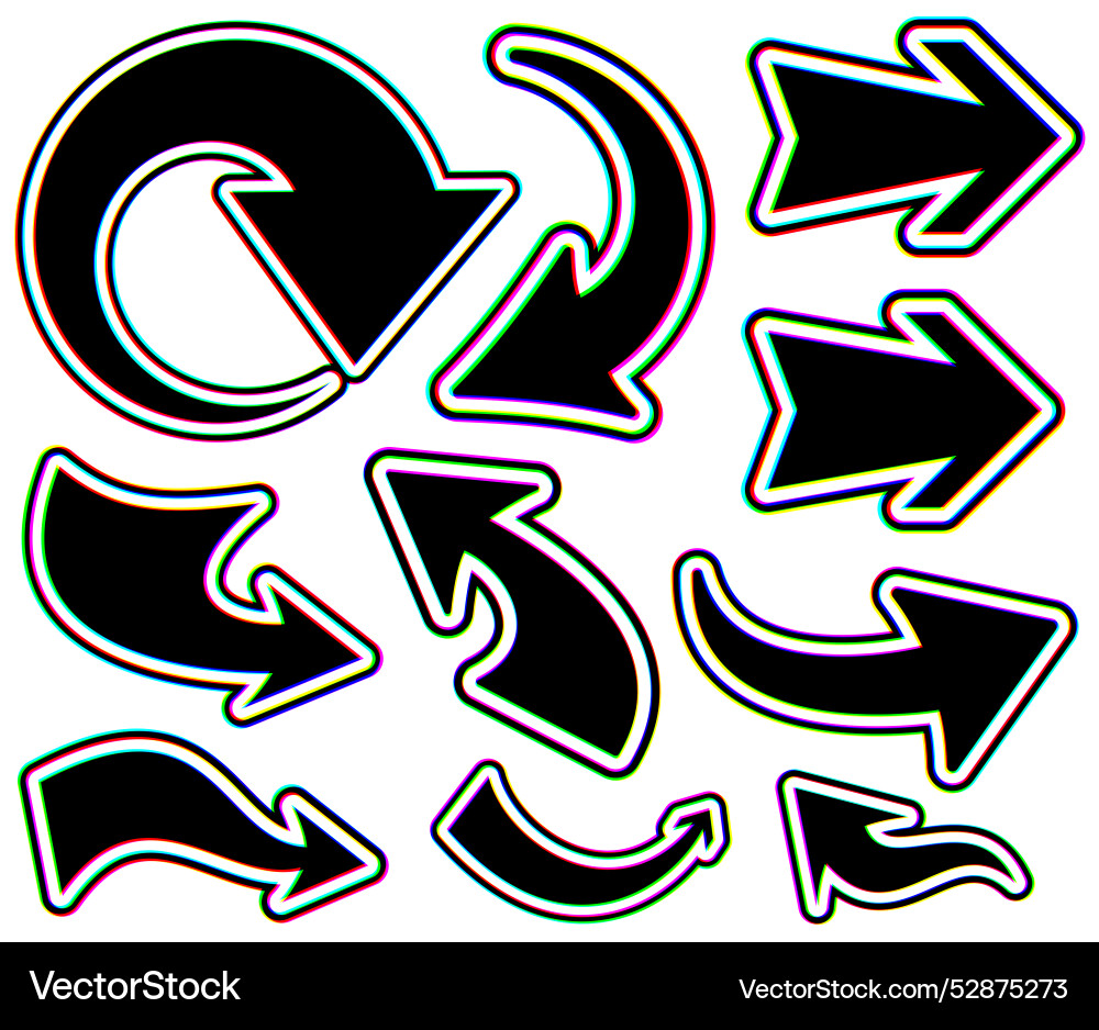 Wavy glitch effect arrows with bold distortion Vector Image