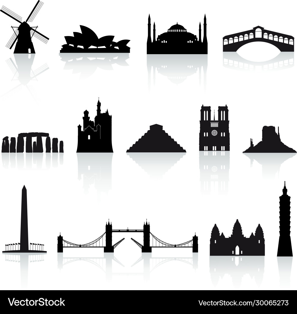 World monuments set 2 Royalty Free Vector Image