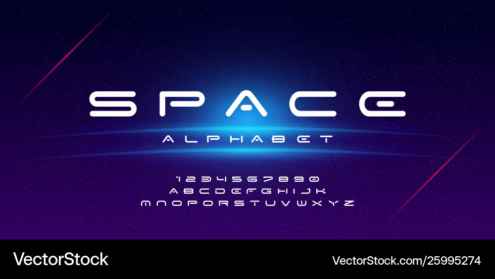 Abstract technology space font and alphabet Vector Image