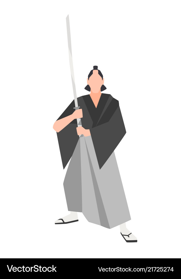 Brave samurai warrior isolated on white background