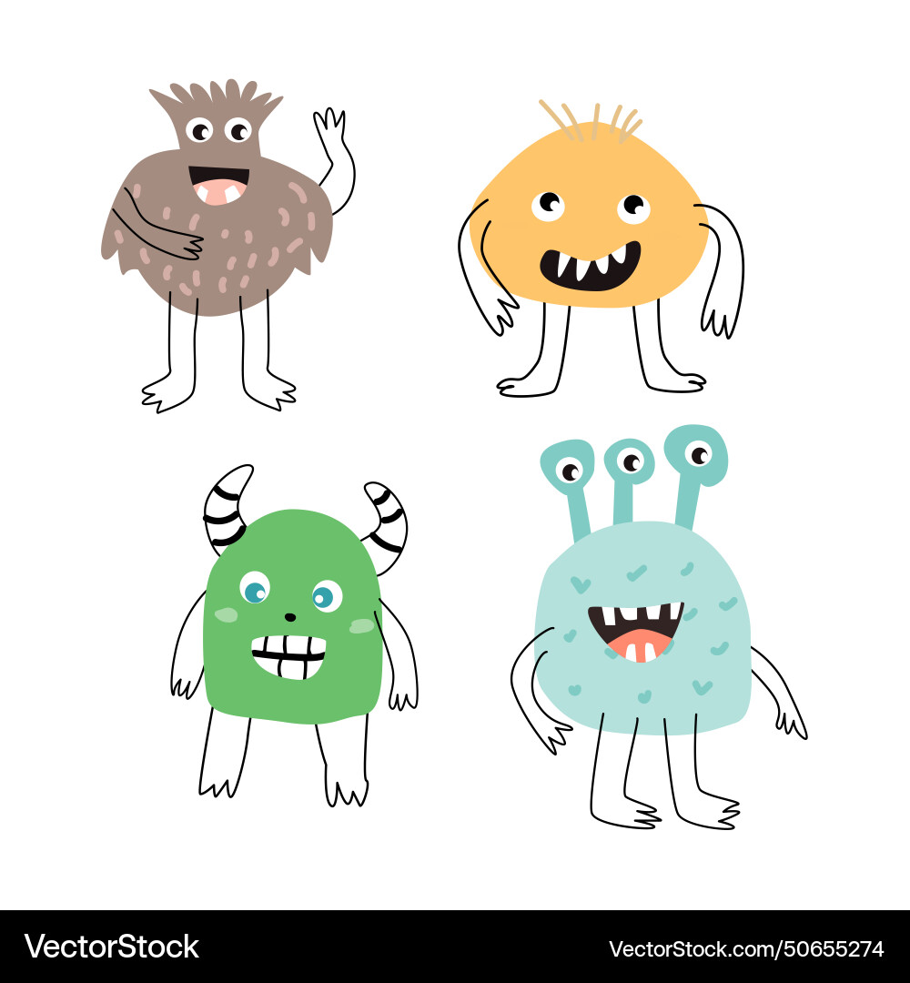 Cute baby monster character smiling Royalty Free Vector
