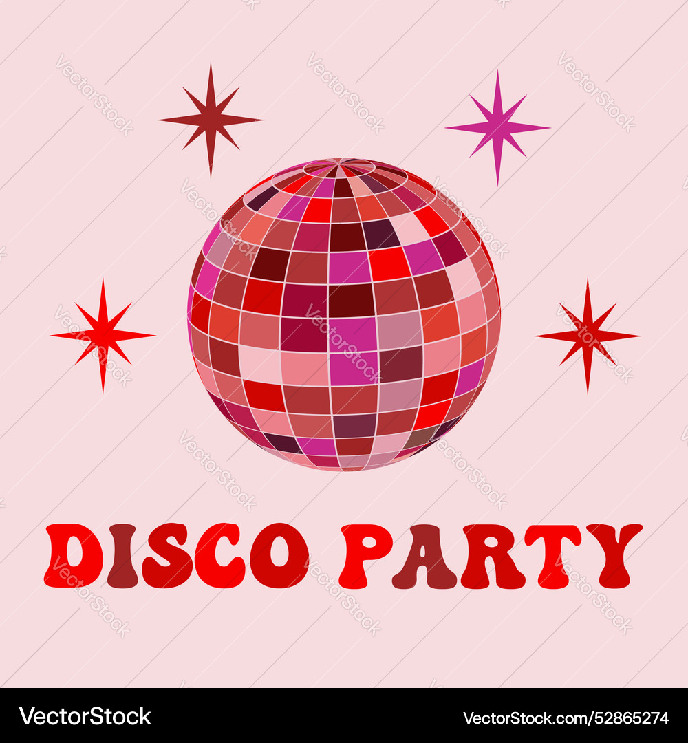 Disco ball party with little stars Royalty Free Vector Image