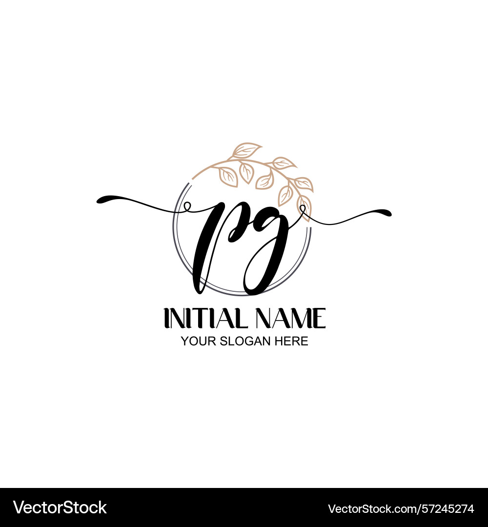 Elegant pg initial logo design with botanical Vector Image