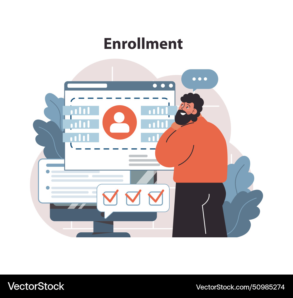 Enrollment process concept flat Royalty Free Vector Image