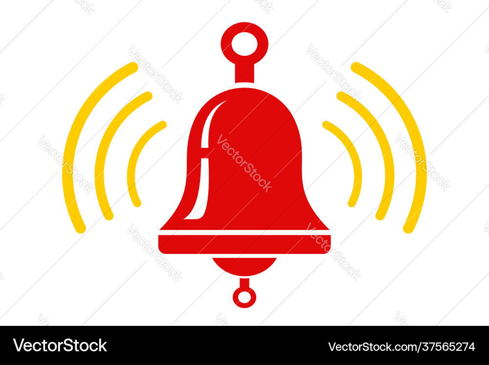 Icon red metallic bell Royalty Free Vector Image