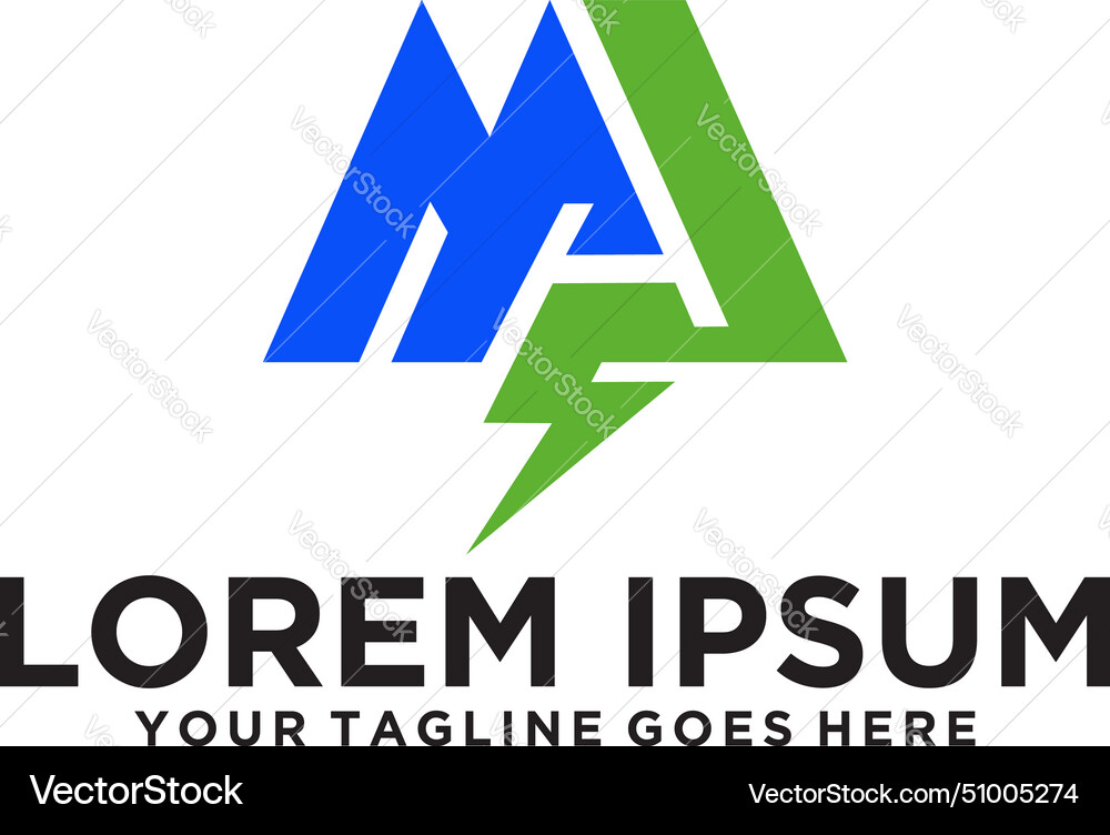 Letter ma energy electric logo Royalty Free Vector Image