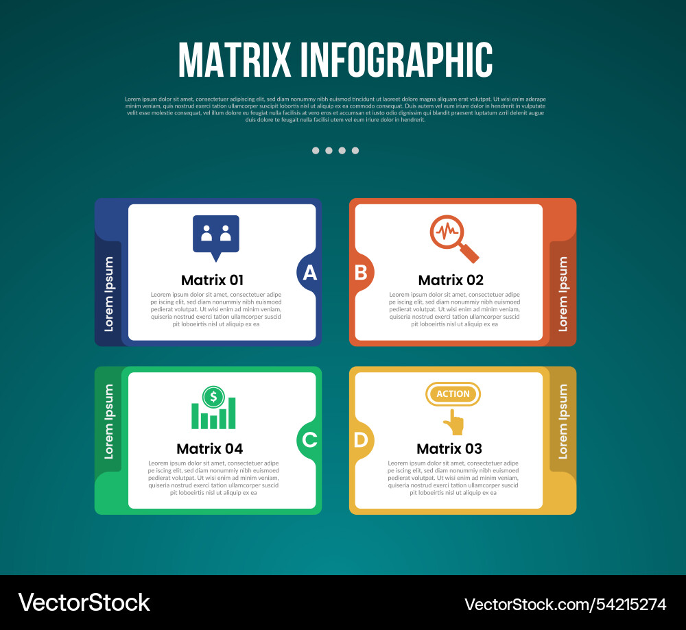 Matrix structure dimensions template infographic Vector Image