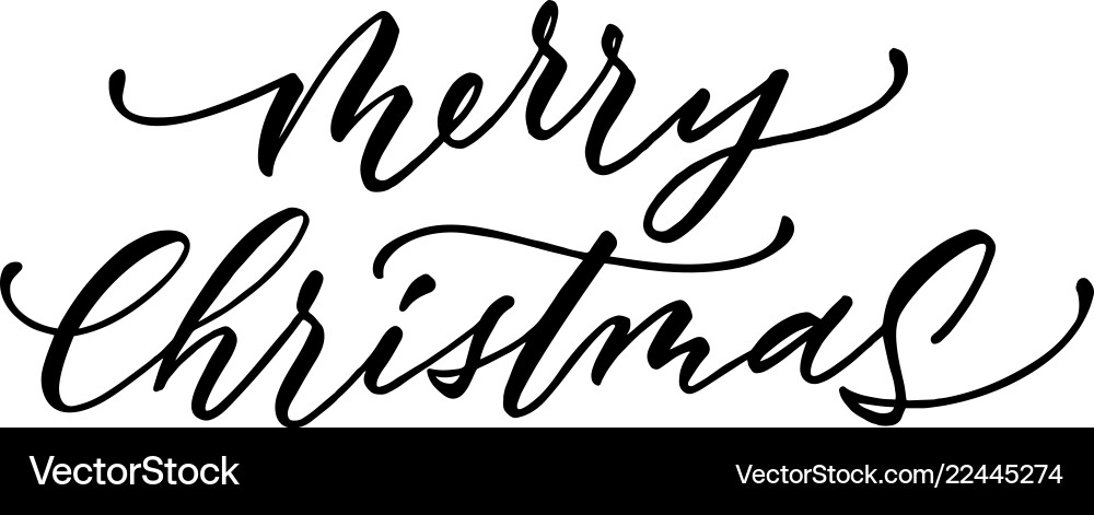 Merry christmas lettering script ink sign Vector Image