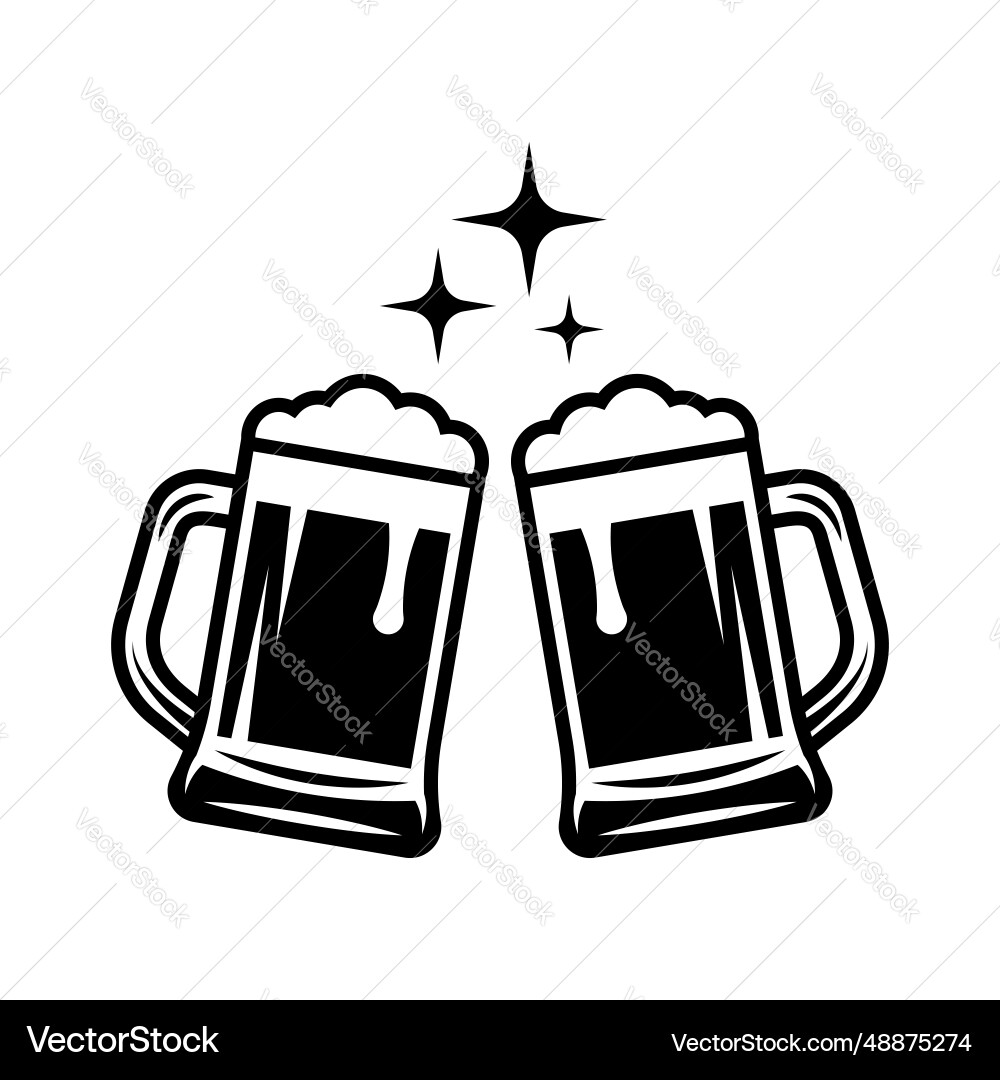 Two beer mugs cheers icon isolated Royalty Free Vector Image