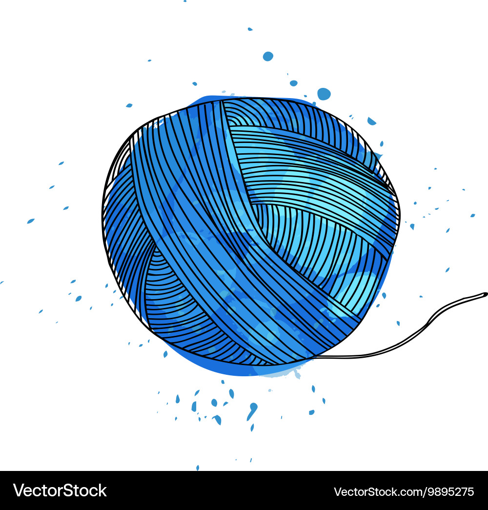 A ball blue yarn Royalty Free Vector Image - VectorStock