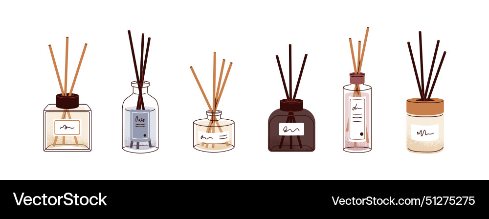 Aroma diffuser bottles with bamboo sticks Vector Image