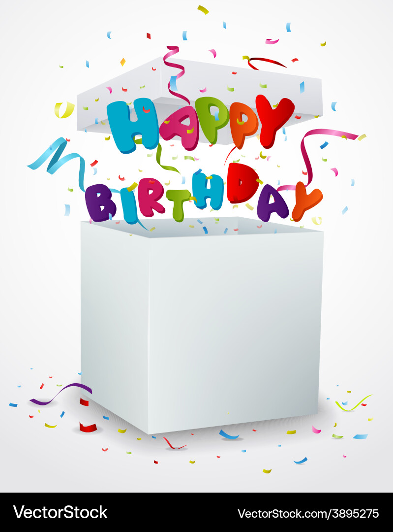 Birthday message box with confetti Royalty Free Vector Image