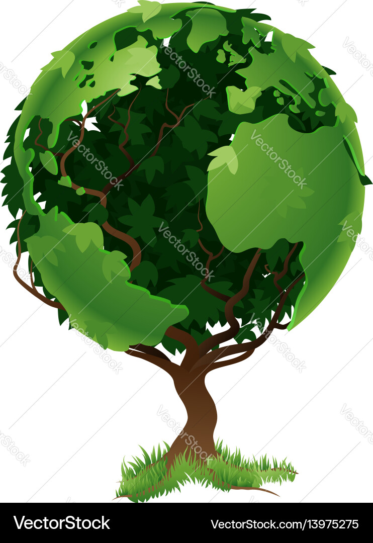 Globe world tree concept Royalty Free Vector Image