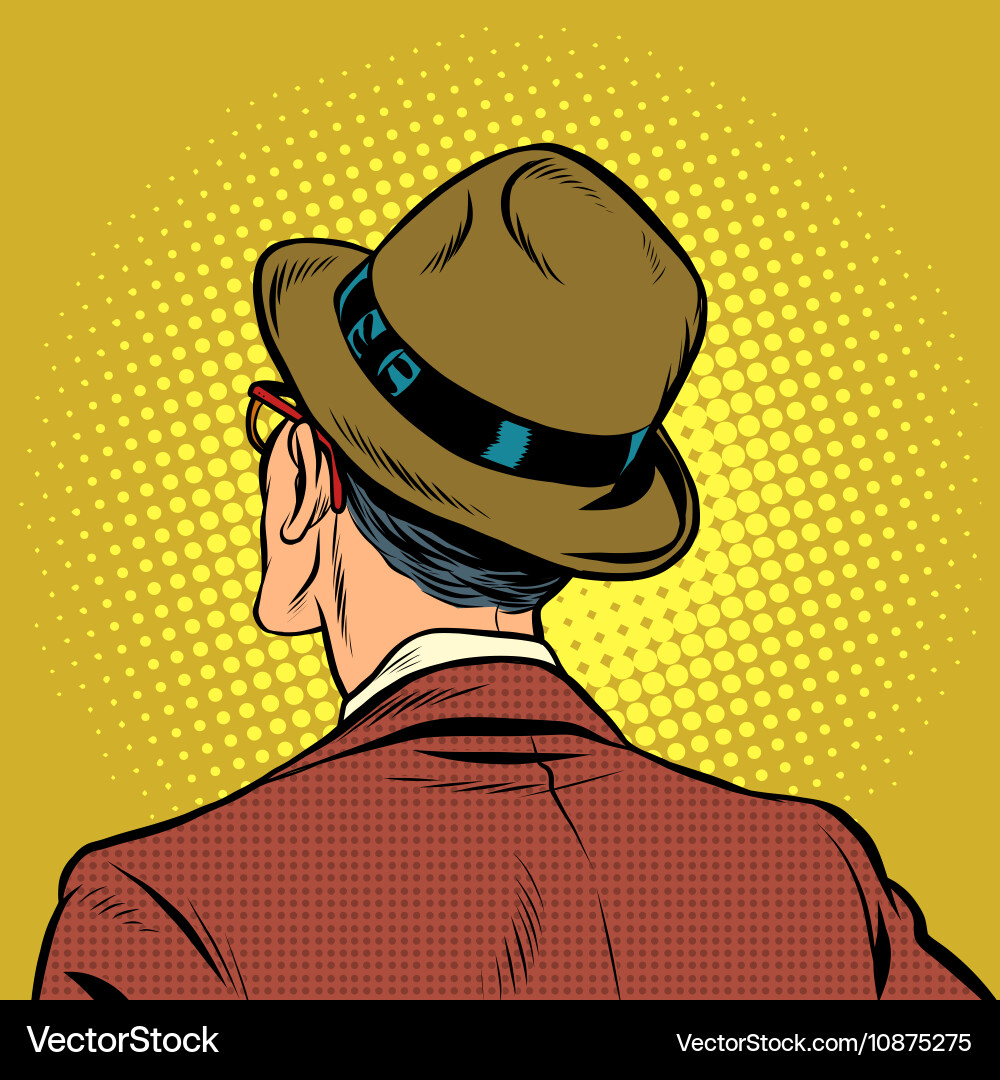 Male viewer stands back Royalty Free Vector Image