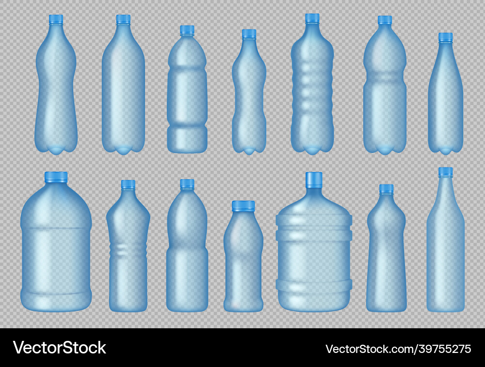 Transparent bottles realistic plastic containers Vector Image