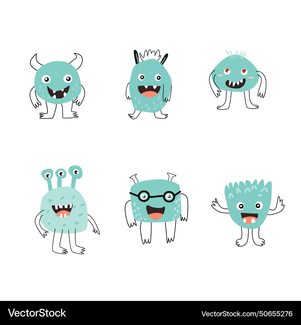 Cute baby monster character smiling Royalty Free Vector