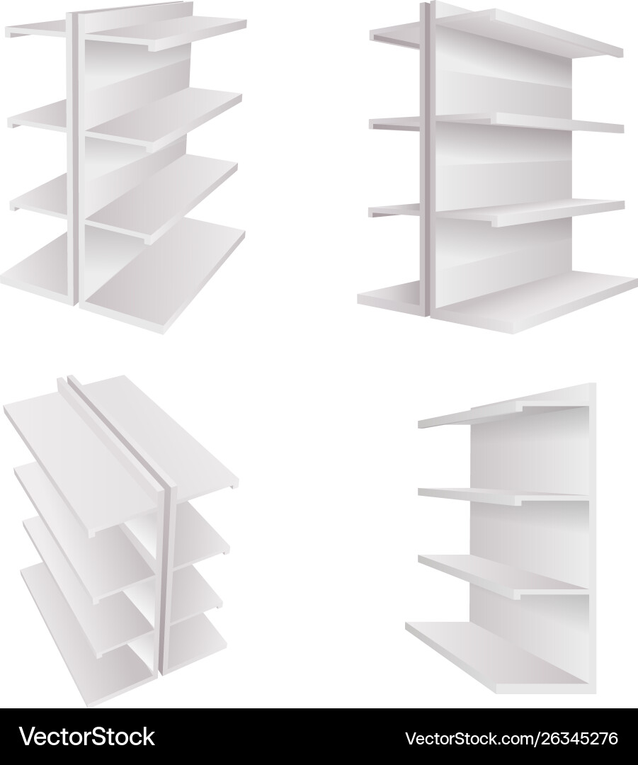 Empty store 3d white trade shelves for goods space