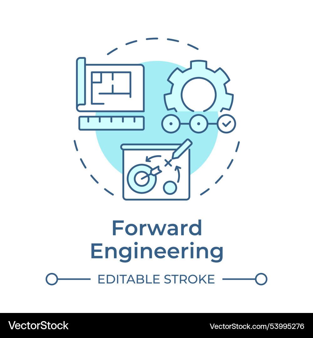 Forward engineering soft blue concept icon Vector Image