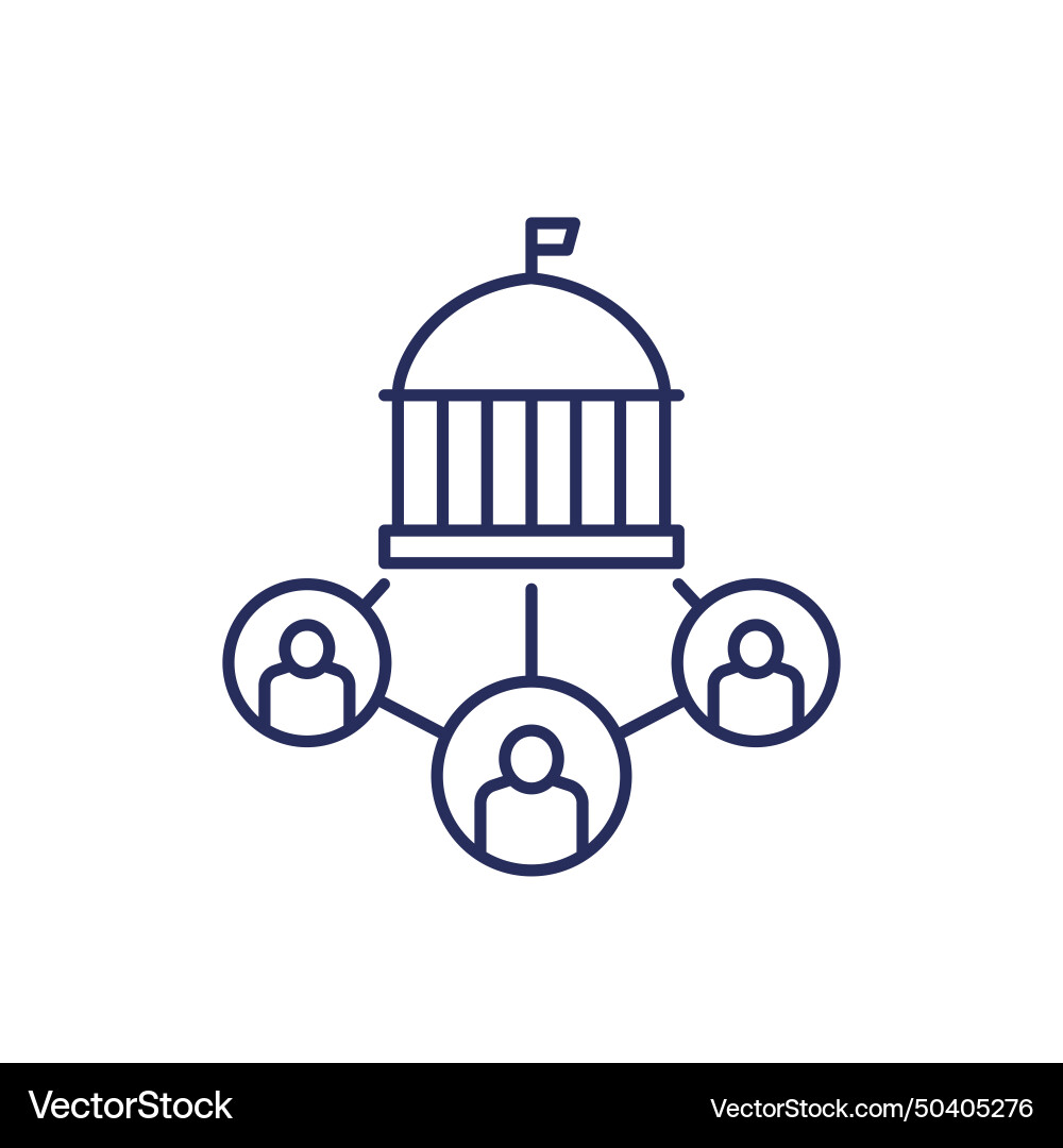 Government line icon with people Royalty Free Vector Image