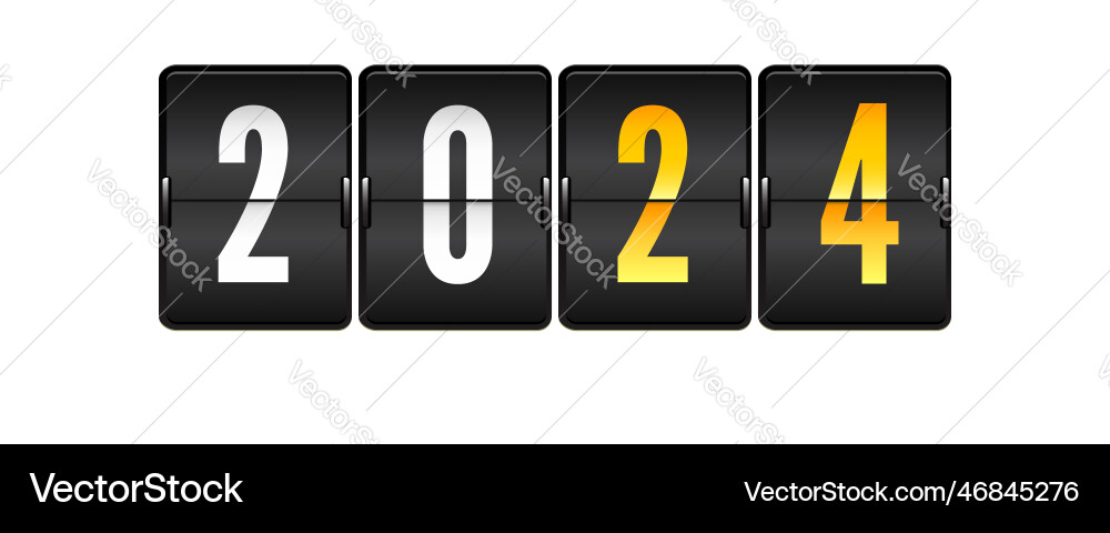 Happy new year 2024 analog mechanical flip Vector Image