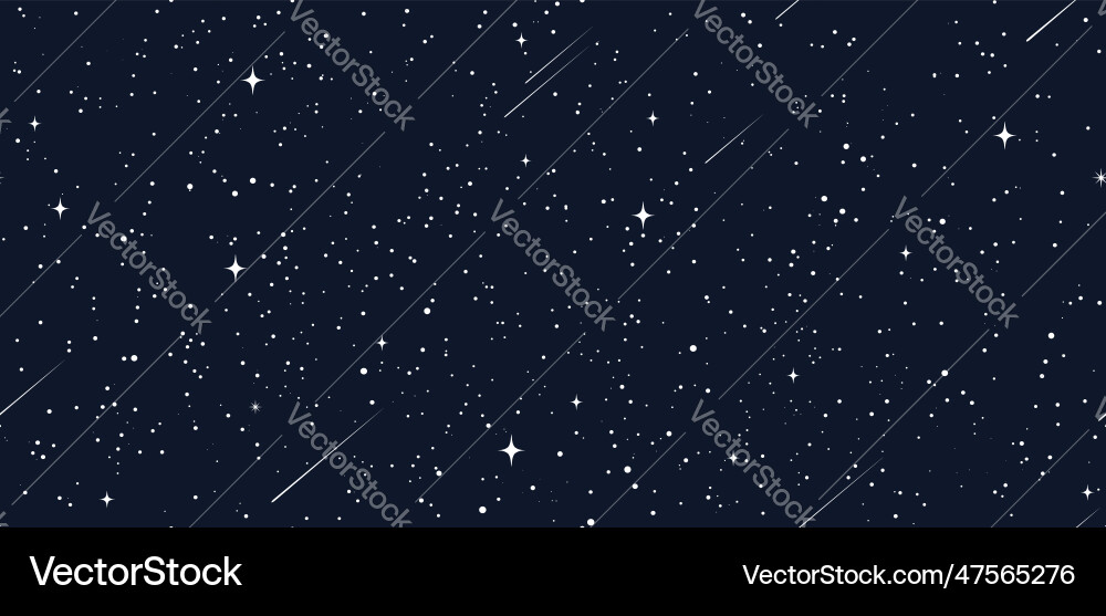 Starry space seamless pattern sky stars in galaxy Vector Image