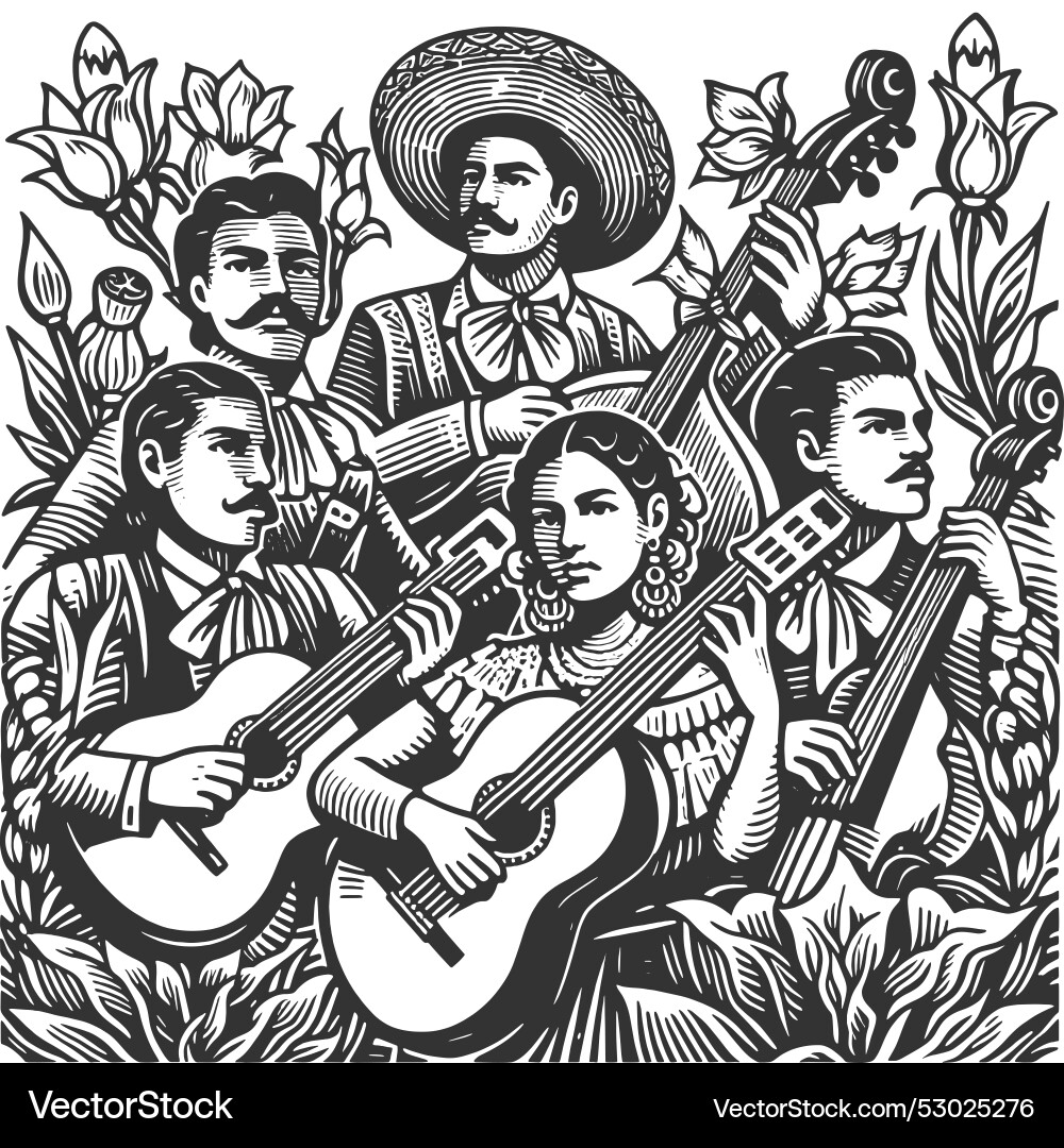 Traditional mariachi band Royalty Free Vector Image