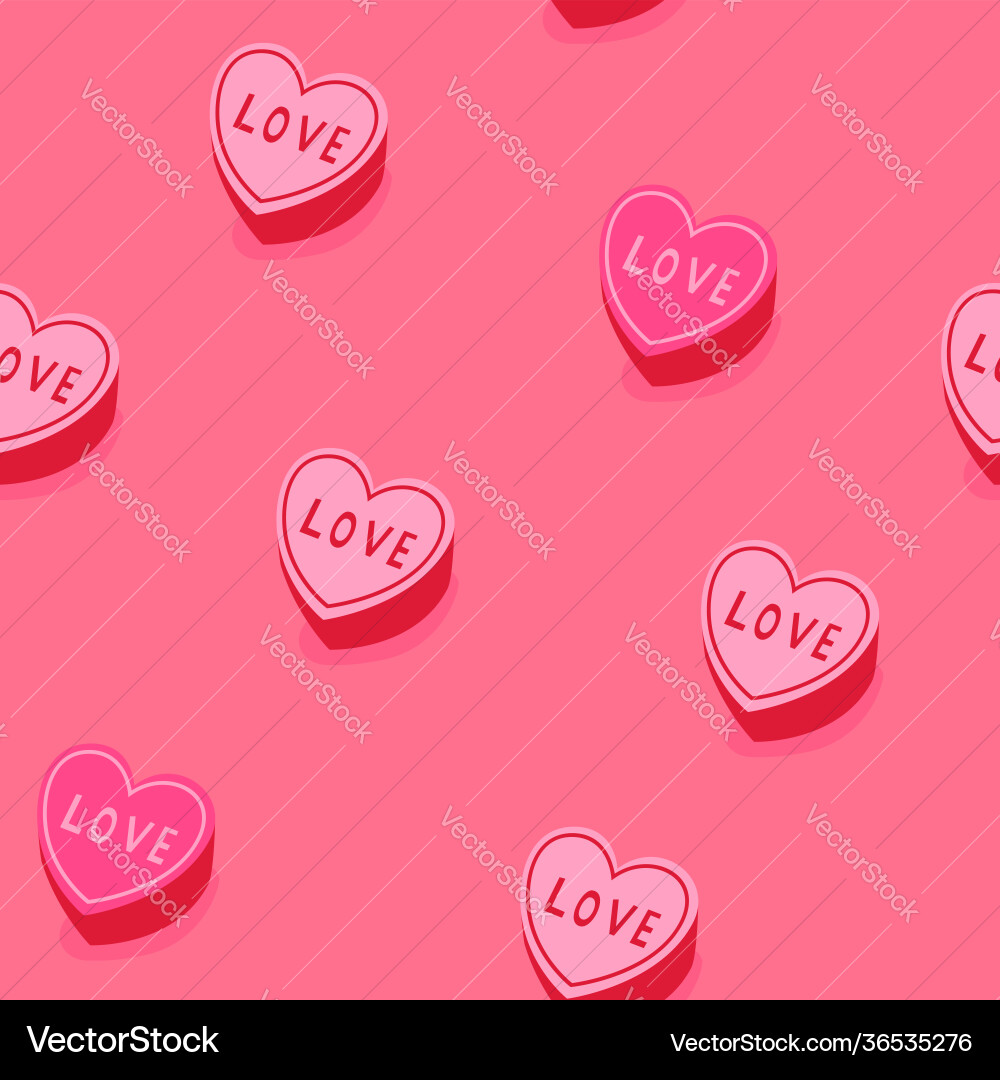 Valentines day pink heart candy seamless pattern Vector Image