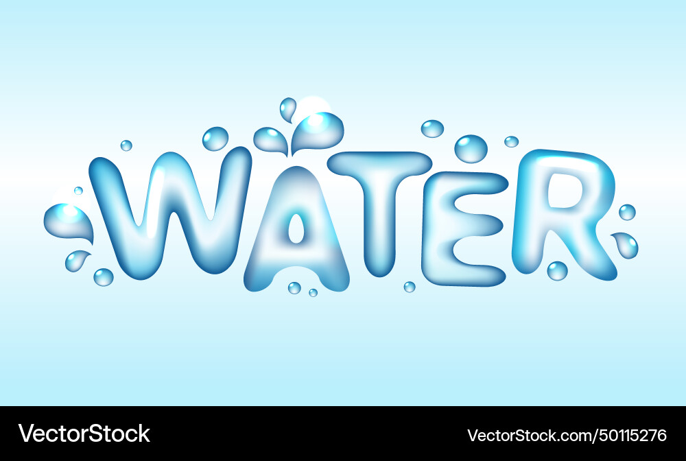 Water drop text isolated white background Vector Image
