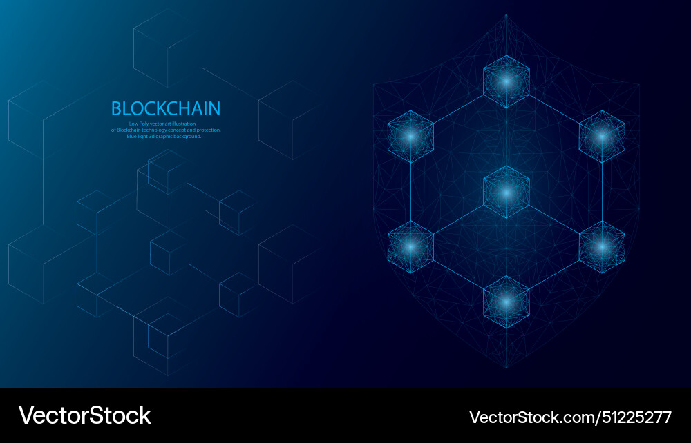 Blockchain technology and shield Royalty Free Vector Image