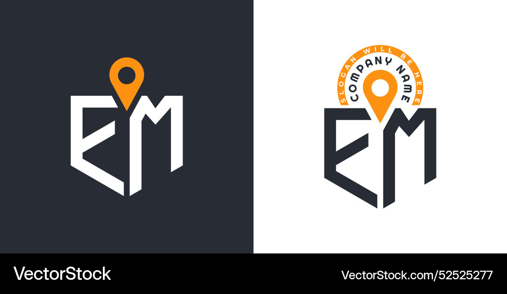 Em location logo bundle letter dual icons Vector Image