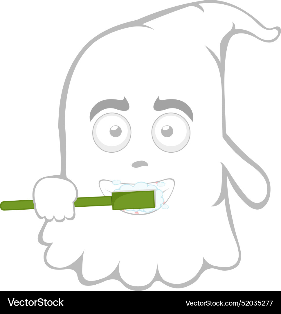 Ghost character washing tooth Royalty Free Vector Image