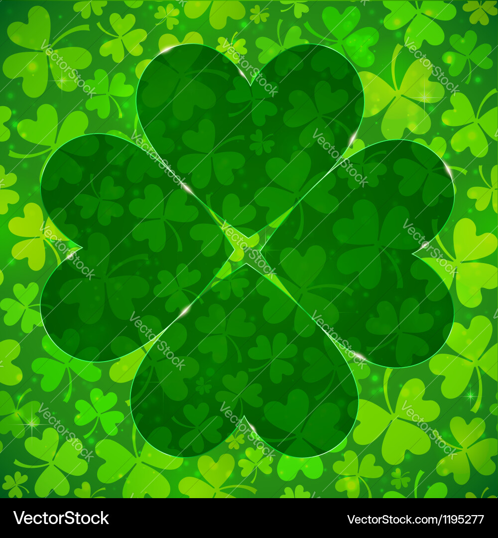 Green clover shape on light clovers background Vector Image