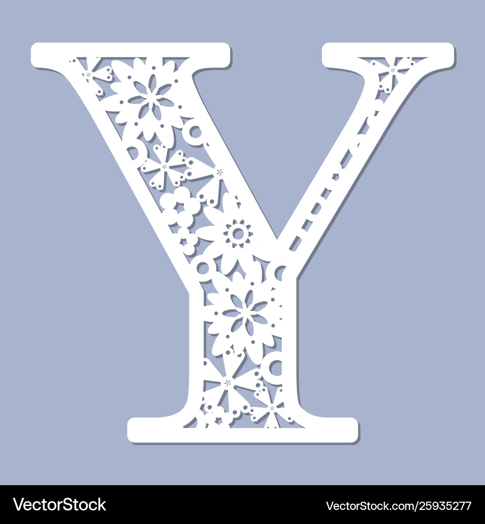 Laser cutting pattern letter y Royalty Free Vector Image