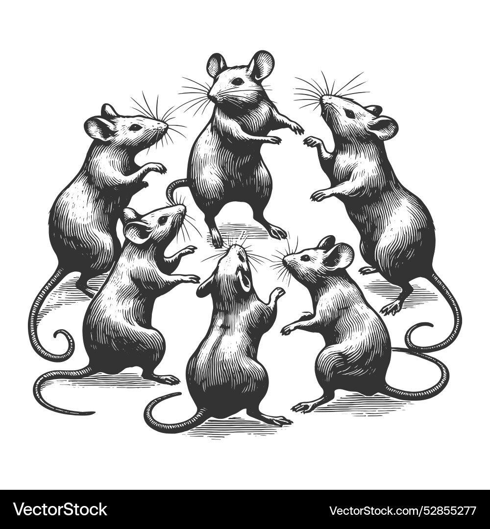 Mice dancing in a circle Royalty Free Vector Image