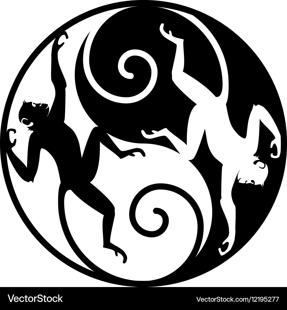 Monkey yin yang Royalty Free Vector Image - VectorStock