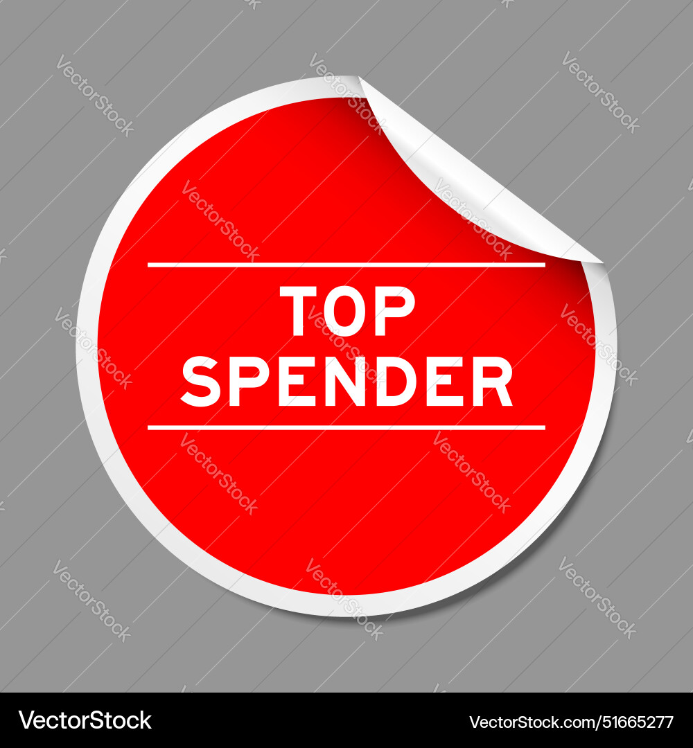 Red color peel sticker label with word top Vector Image