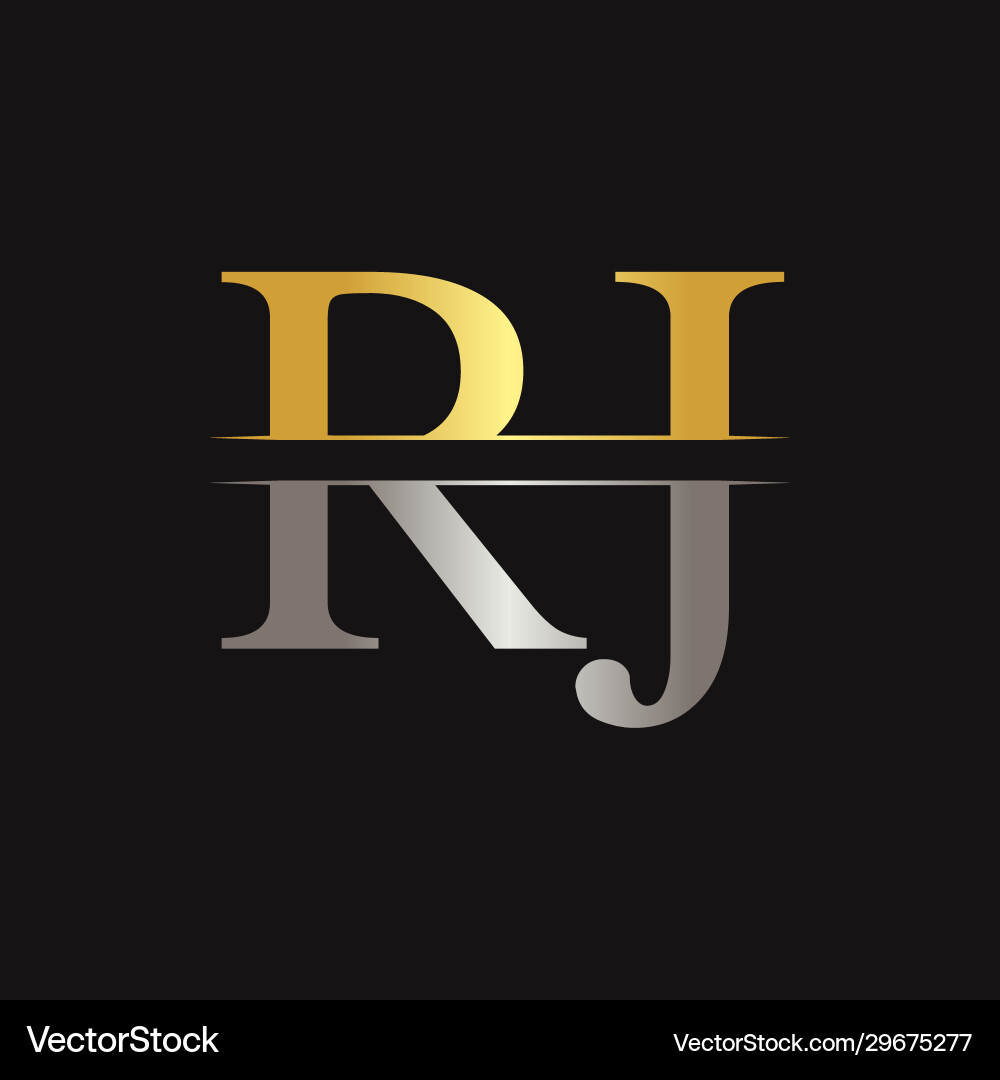 RJ Letter Logo - Gold & Silver Monogram Vector Image
