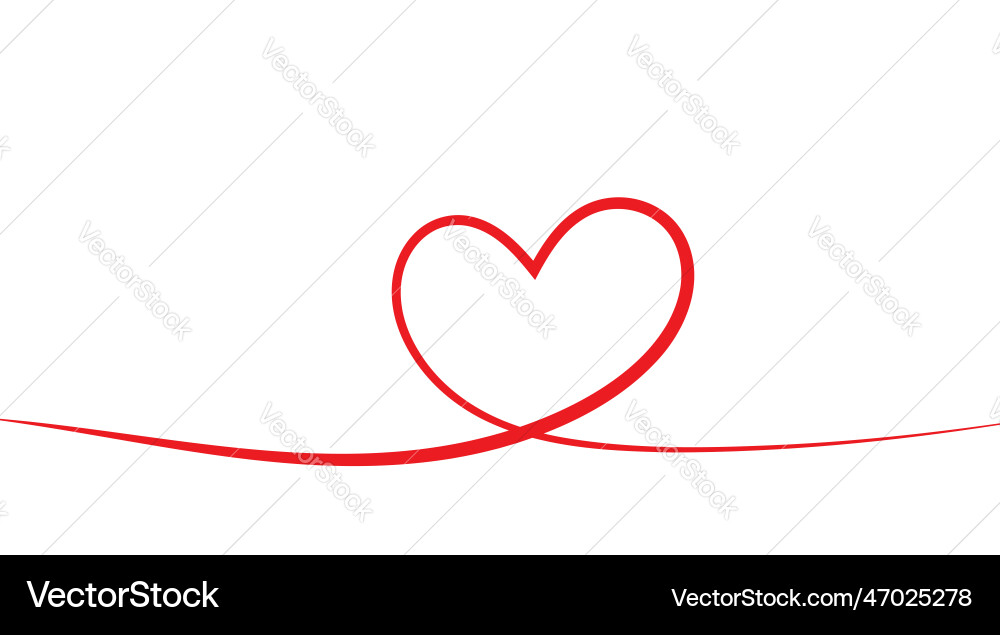 Continuous red heart line love concept Royalty Free Vector