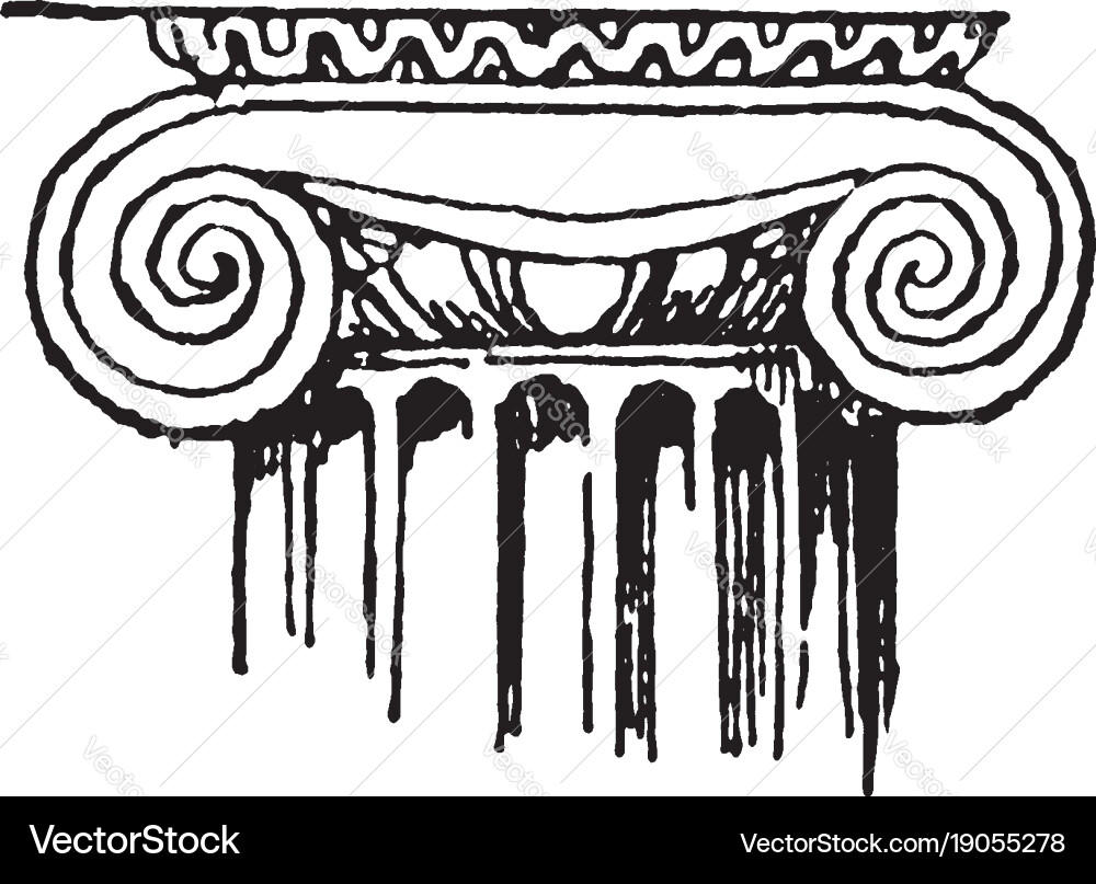 Ionic Column Capital - Vintage Engraving Vector Image