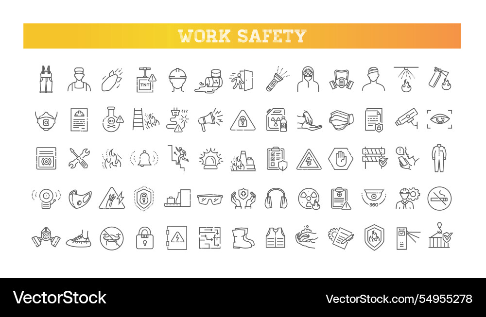 Job safety icon set outline Royalty Free Vector Image