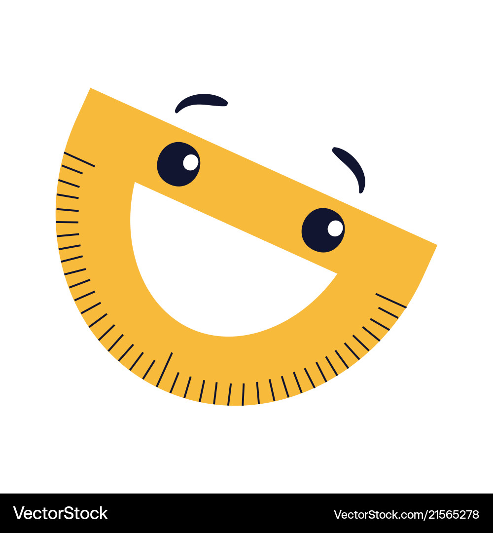 Protractor flat icon smiling yellow cartoon Vector Image