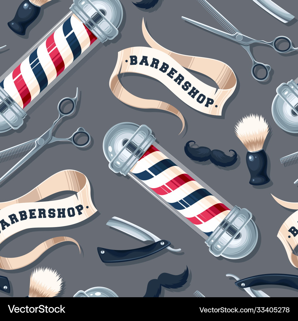Seamless pattern with barber shop supplies Vector Image