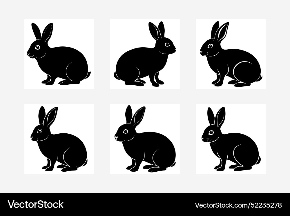 Simple rabbit silhouette set design Royalty Free Vector