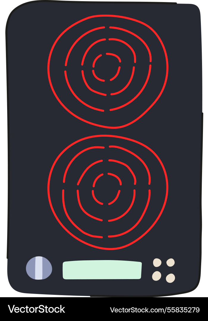 Burner introduction cooktop cartoon Royalty Free Vector