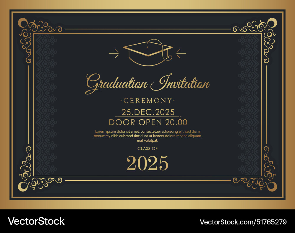 Elegant dark graduation invitation template – Royalty-Free Vector ...